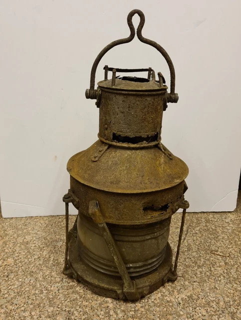 VINTAGE SHIP'S ANCHOR Lantern Maritime Naval Oil Lamp For Restoration ...