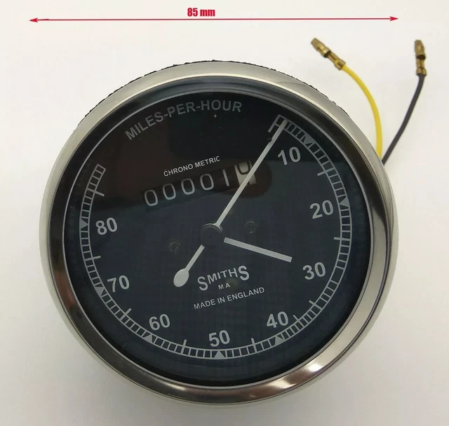 SMITHS REPLICA SPEEDO Meter Speedometer 0-80 MPH BLACK For BSA, Vincent ...
