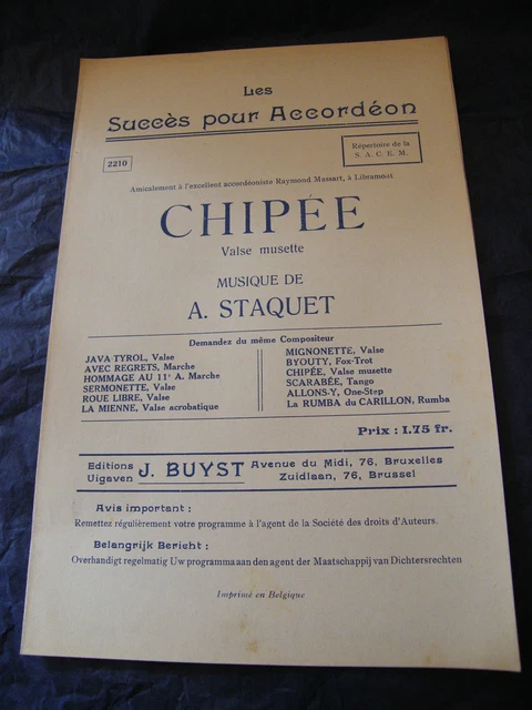 & SPARTITO CHIPPÉE A Scott Valse Musette Music Sheet " EUR 13,47 ...
