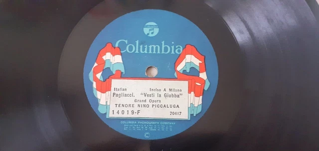 SHELLAC 78 GIRI 10" Columbia Nino Piccaluga Pagliacci vesti la giubba ...
