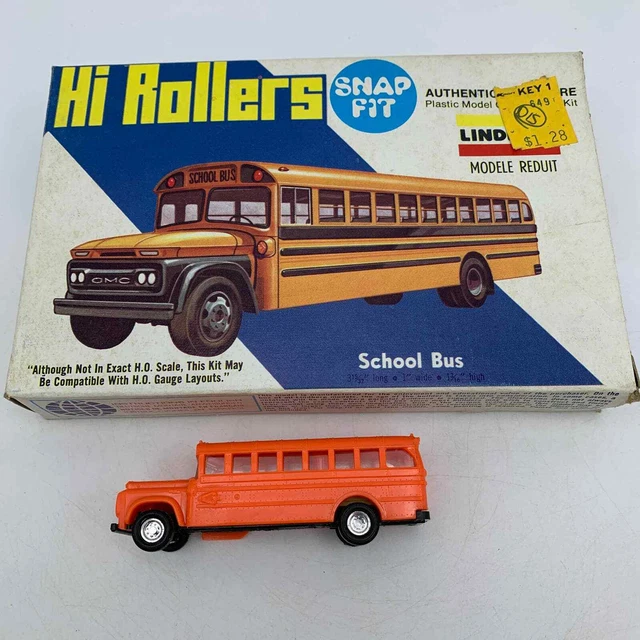 VINTAGE HI ROLLERS School Bus scale model by Lindberg No 1028 Snap Fit ...