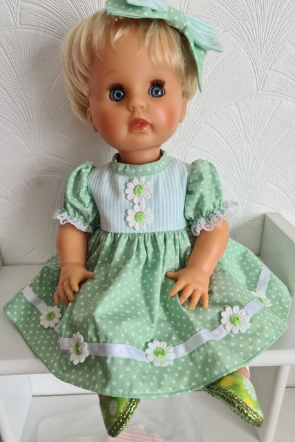 16&-17& FIRST LOVE/TINY Tears Doll - Green Pin Spot & Daisy Dress Set ...