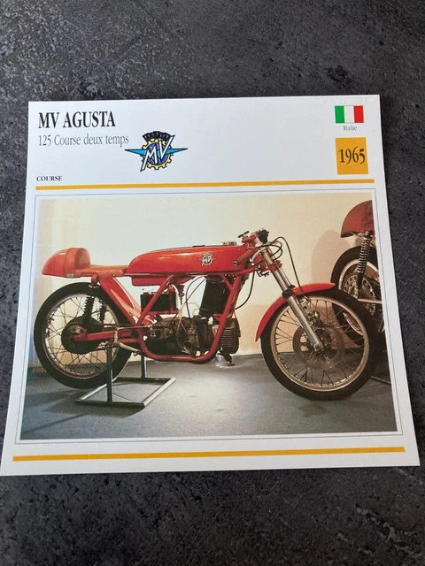 CARTE FICHE MOTO collection ATLAS MV AGUSTA 125 COURSE DEUX TEMPS EUR 2 ...
