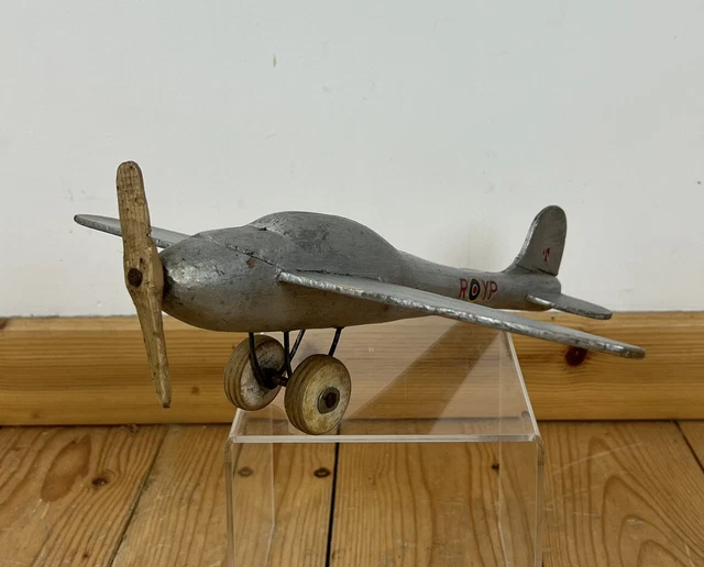 VINTAGE SCRATCH BUILT Aeroplane Hawker Hurricane Model Hand Made Wooden ...