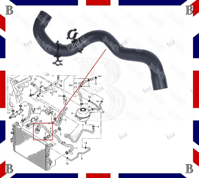 VOLKSWAGEN TRANSPORTER T5 1.9 Tdi Upper Radiator Hose 2003-2010 ...