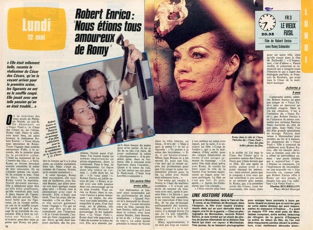 COUPURE DE PRESSE Clipping 1986 Romy Schneider par Robert Enrico (2 ...