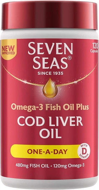 SEVEN SEAS OMEGA-3 Fish Oil Plus Cod Liver Oil One-a-Day - 120 Capsules ...
