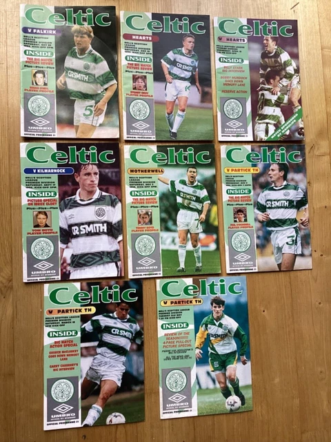 CELTIC FC FOOTBALL Programmes Collection x8 from 1994-1995 Season ...