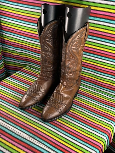 VINTAGE MEN’S DAN Post Cowboy Western Brown Leather Roper Riding Biker ...