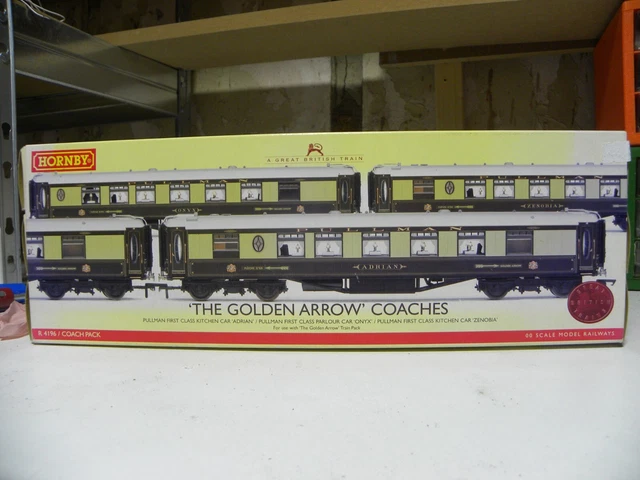 HORNBY R4196 GOLDEN Arrow Pullman Coach Pack. Adrian, Onyx and Zenobia ...