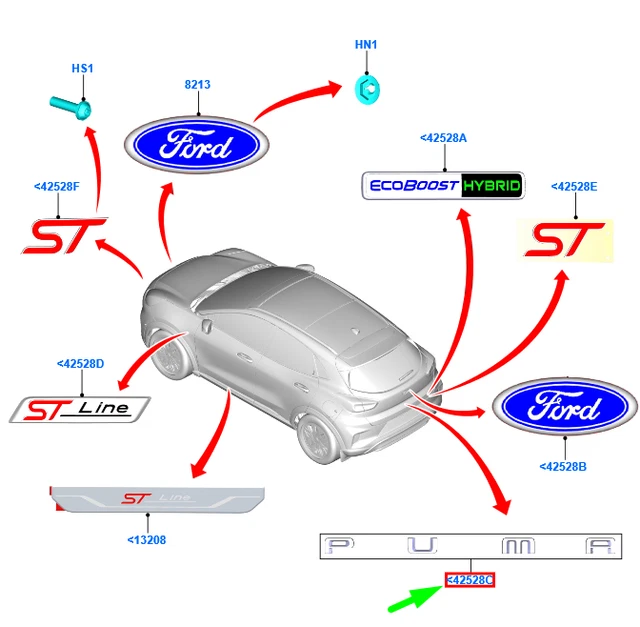 FORD PUMA MK2 Namensschild hinten 2494627 L1TB-A42528-BD NEU ORIGINAL ...