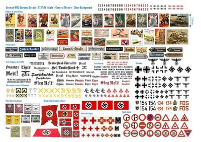 1:72/1:76 SCALE GERMAN WW2 Diorama Decals (Posters, Street Signs, Tank ...