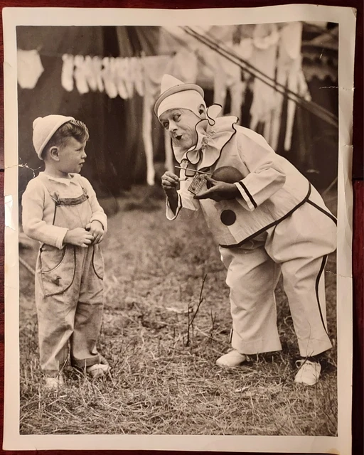VINTAGE CIRCUS CLOWN Photo Original 1930s Detroit BIG 11 X 14 TWO ...