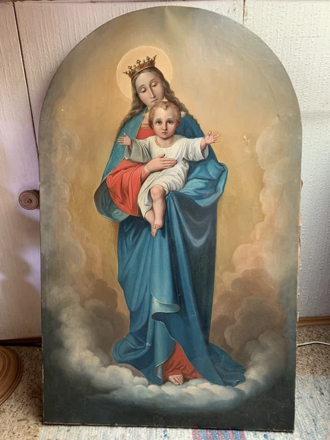 ALTES GEMÄLDE 1880 Maria Gottesmutter Jesus Christus Nazarener Madonna ...