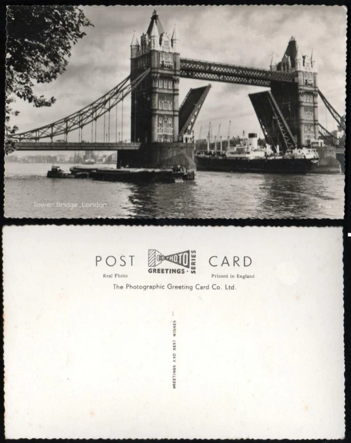 VINTAGE REAL PHOTO of Tower Bridge London POSTCARD - Scalloped Edging ...