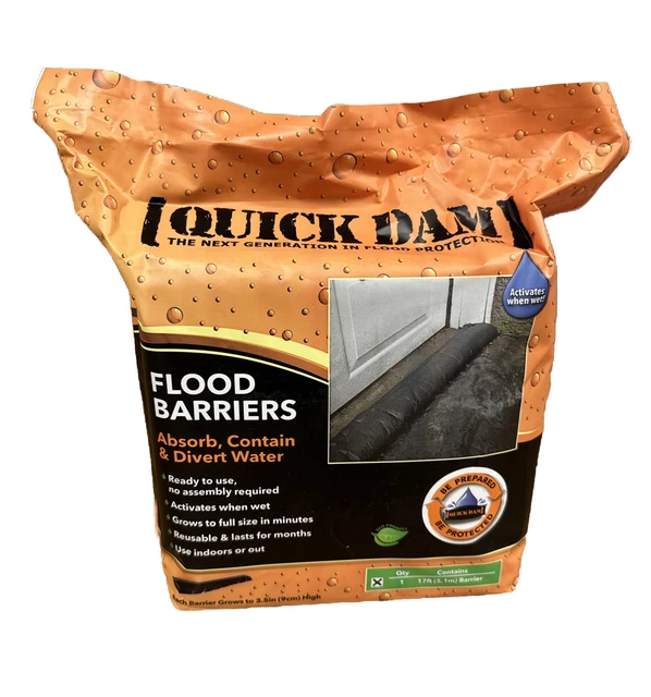 QUICK DAM QD617-1 Water Act Flood Barrier, 9" x 17' ft NEW $33.95 ...