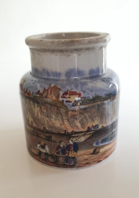 ANTIQUE 1850S PRATT Ware Paste Jar, Pegwell Bay Kent Multicolour Print ...