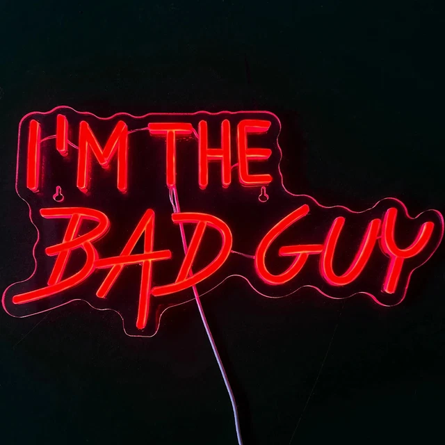 I'M THE BAD Guy Red Neon Signs Led Light Up Sign Bad Guy Room Wall £29. ...