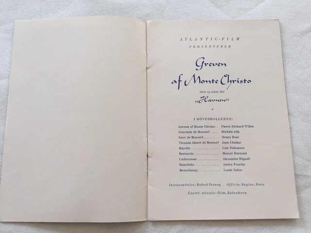 LE COMTE DE Monte Cristo Pierre Richard-Willm Alfa Vtg 1943 Danish ...