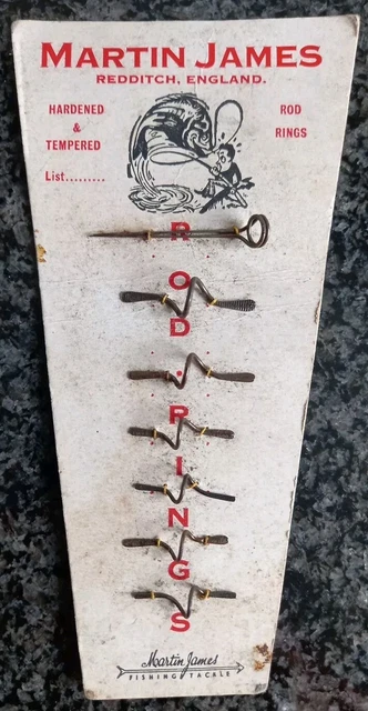 VINTAGE MARTIN JAMES Redditch Rod Rings On Original Backing Card £18.50 ...