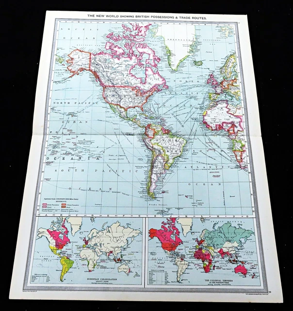 ANTIQUE MAP OF Colonial British Empire North America The New World ...