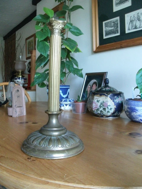 ANTIQUE BRASS CORINTHIAN Column Oil Lamp Base. £39.99 - PicClick UK