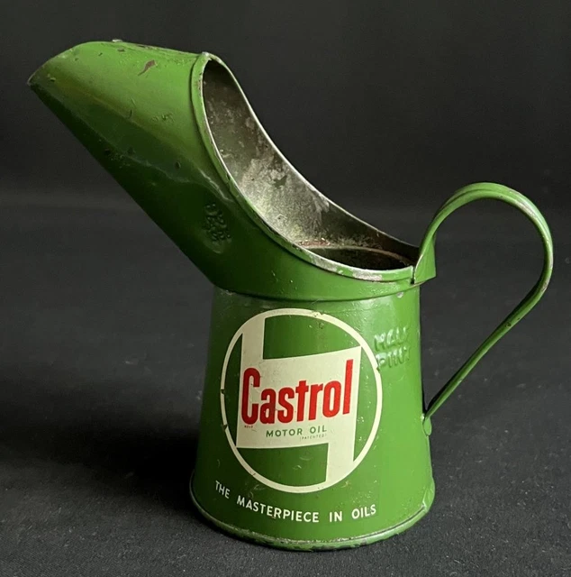 CASTROL MOTOR OIL ½ Pint Pourer Measuring Tin Jug Garage Forecourt ...