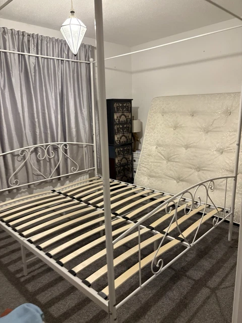 BRAND NEW 160 wide x 200 long size canopy bed new In box. £156.70 - PicClick UK