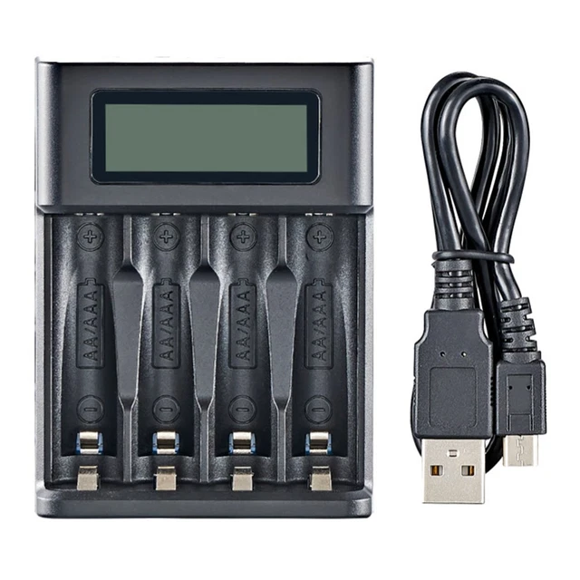 4-SLOT LCD DISPLAY Battery USB for 4 AA or AAA Batteries Y6M75476 $19. ...