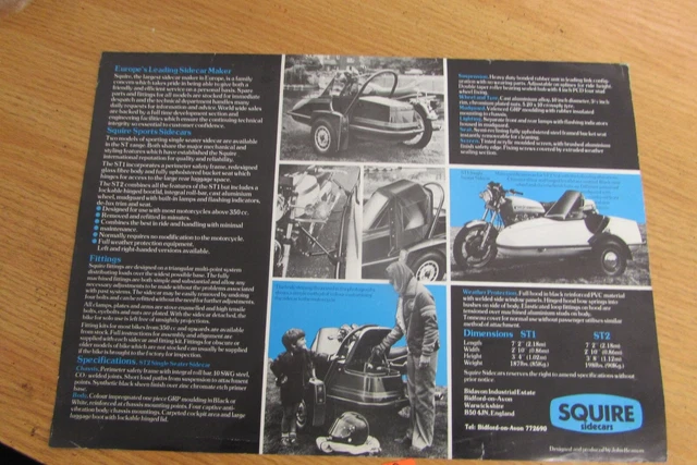 SQUIRE ST2 SIDECAR Sales Brochure Specs Sheet £15.00 - PicClick UK