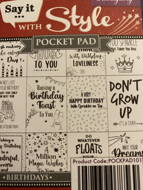 HUNKYDORY SAY IT With Style Pocket Pad - Birthdays 16 Sheet Sample Set ...