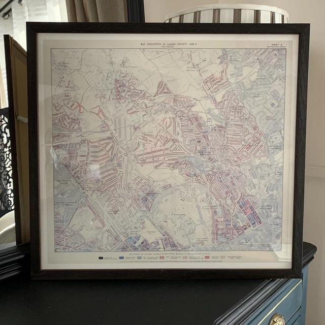 FRAMED MAP DESCRIPTIVE of London Poverty North Western District 1898-9 ...