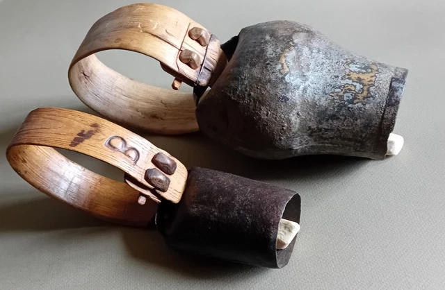 2 ANCIENNES CLOCHES de chêvres - coliers en bois EUR 78,00 - PicClick FR