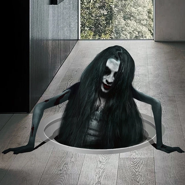 3D FLOOR WALL Stickers Scary Ghost Halloween Removable Scary Interior ...
