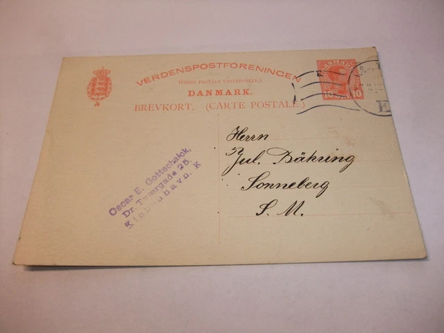 ALTE POSTKARTE KARTE Ganzsache AK PK Dänemark nach Sonneberg Thüringen ...