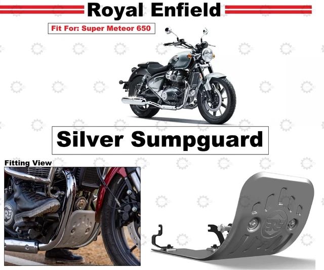 ROYAL ENFIELD SUPER METEOR 650 "Silver ALUMINIUM SUMPGUARD" EUR 129,97 ...