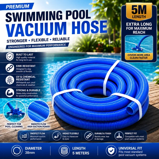 SWIMMING POOL PIPE Cleaning Hose For Filter Pumps Flexible 5m Length ...