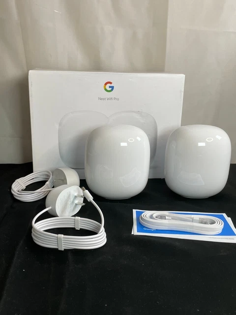 GOOGLE NEST WIFI Pro G6ZUC Snow AXE5400 Tri Band WiFi 6E Router 2 Pack ...