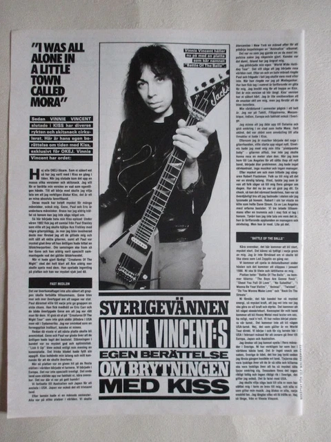 VINNIE VINCENT CUSANO Kiss Indochine cutting clipping Sweden Swedish ...