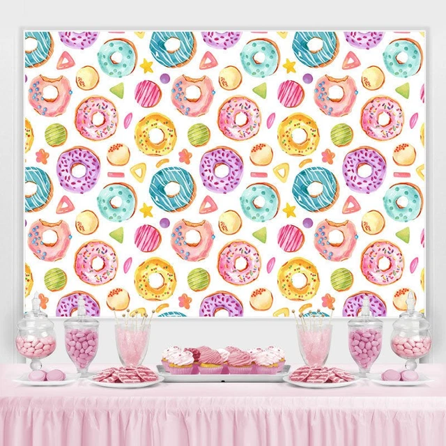 COLORFUL SWEET DONUTS Themed Happy Birthday Backdrop $37.90 - PicClick AU