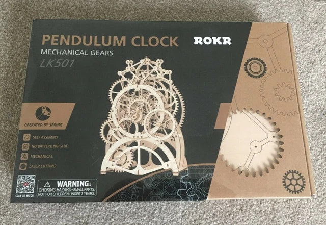 PENDULUM CLOCK: MECHANICAL Gears: ROKR Moving wooden 3D Puzzle model ...