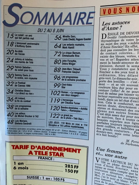 TELE STAR DU 28/05/1990; Johnny et Adeline Hallyday/ Christine Bravo/ P ...