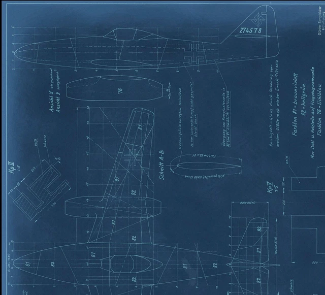 MESSERSCHMITT ME 262 Blueprint Plans original factory drawings WW2 1940 ...