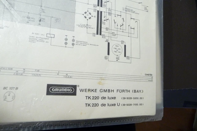 CIRCUIT DIAGRAMS-SCHALTPLÄNE FÜR Grundig TK 220 de Luxe/TK 240 de Lu ,ORIGINAL ! EUR 6,50 ...