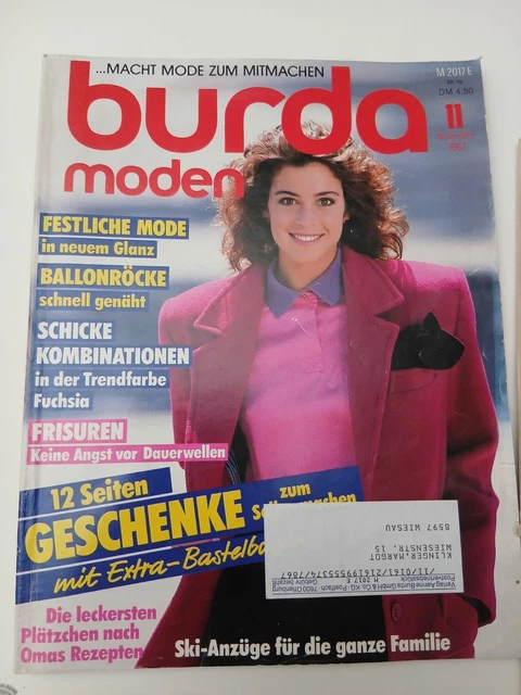 BURDA MODEN 1987 Nr.11 Komplett mit Anleitungen und Schnittmuster EUR 5,00 - PicClick DE