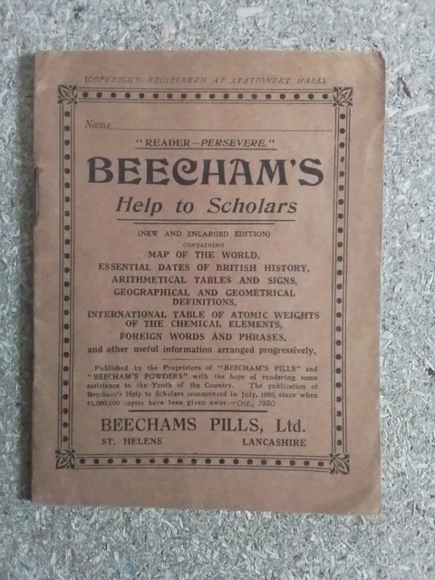 VINTAGE BEECHAM'S PILLS Help To Scholars Advertising Booklet 1930 £5.99 ... VINTAGE BEECHAM'S PILLS Help To Scholars Advertising Booklet 1930 £5.99 ...