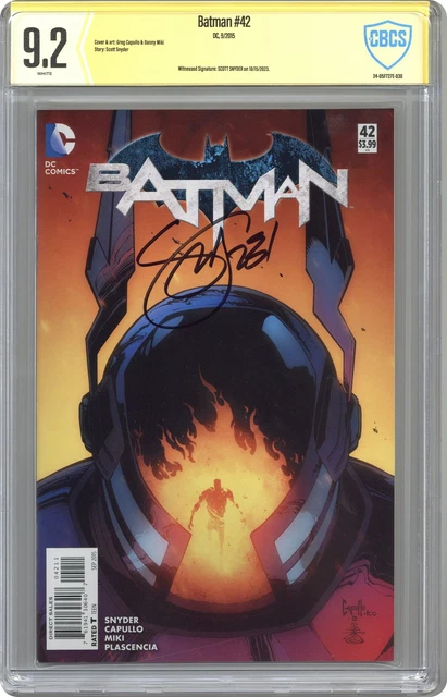 BATMAN #42A CAPULLO CBCS 9.2 Witnessed Sig Scott Snyder 2015 24-05F727E ...