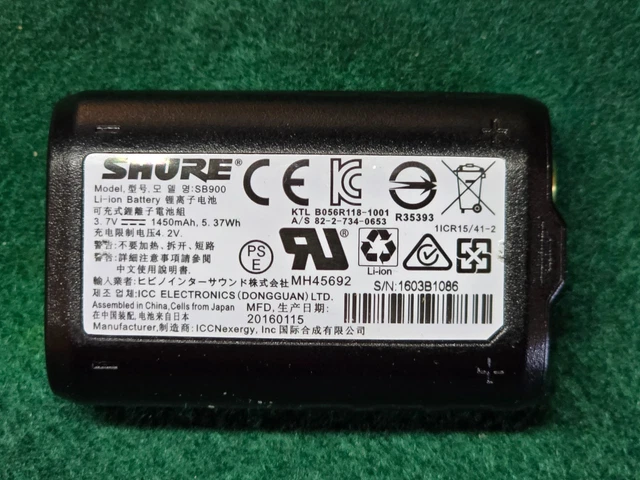 SHURE SB900 LITHIUM-ION Rechargeable Battery $50.00 - PicClick
