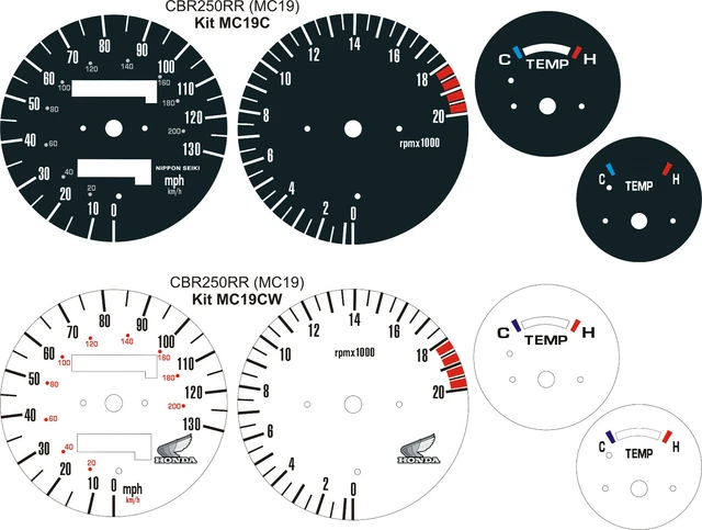 CBR250RR MC17 MC19 Mc22 Hurricane Mph Conversion Speedo Tach Temp Gauge ...