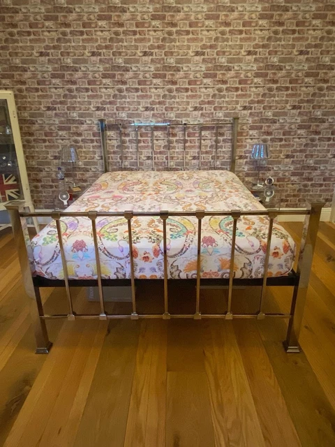 CHROME METAL BED frame king size used £208.70 - PicClick UK